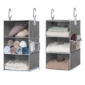 storageworks 6-shelf hanging closet organizers, two 3-shelf separable closet hanging shelves, canvas, gray, 12" d x 12" w x 48 ¼"h