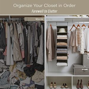 StorageWorks 6-Shelf Hanging Closet Organizers, Two 3-Shelf Separable Closet Hanging Shelves, Canvas, Gray, 12" D x 12" W x 48 ¼"H