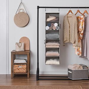 StorageWorks 6-Shelf Hanging Closet Organizers, Two 3-Shelf Separable Closet Hanging Shelves, Canvas, Gray, 12" D x 12" W x 48 ¼"H