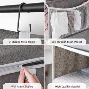 StorageWorks 6-Shelf Hanging Closet Organizers, Two 3-Shelf Separable Closet Hanging Shelves, Canvas, Gray, 12" D x 12" W x 48 ¼"H