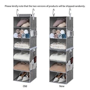 StorageWorks 6-Shelf Hanging Closet Organizers, Two 3-Shelf Separable Closet Hanging Shelves, Canvas, Gray, 12" D x 12" W x 48 ¼"H