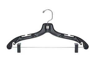 nahanco 2500rc plastic suit hanger, heavy weight with metal clips, 17", black (pack of 100)