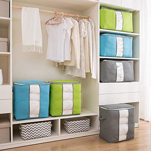 ModernHuman Eco Friendly Clothes Organizer and Storage for Bedroom - Bins for Blanket Organization - Closet Storage Bags with Lids - 3 Pack