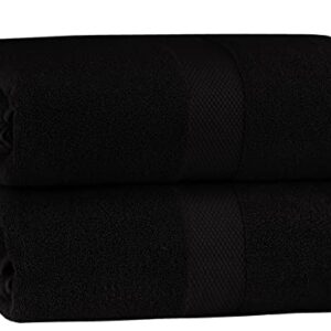 COTTON CRAFT Hotel Spa Luxury Bath Sheet - 2 Pack - Oversized Extra Large 40 x 80 - Heavyweight 700 GSM 2 Ply Ringspun Cotton - Soft Absorbent Everyday Use Home Bath Easy Care Towel Set - Black