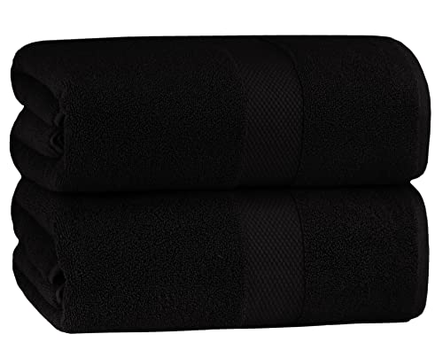 COTTON CRAFT Hotel Spa Luxury Bath Sheet - 2 Pack - Oversized Extra Large 40 x 80 - Heavyweight 700 GSM 2 Ply Ringspun Cotton - Soft Absorbent Everyday Use Home Bath Easy Care Towel Set - Black