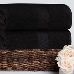 COTTON CRAFT Hotel Spa Luxury Bath Sheet - 2 Pack - Oversized Extra Large 40 x 80 - Heavyweight 700 GSM 2 Ply Ringspun Cotton - Soft Absorbent Everyday Use Home Bath Easy Care Towel Set - Black