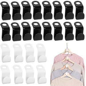 100pcs clothes hanger connector hooks, super space saving for closet heavy duty cascading hanger extender hooks plastic closet hanger organizer (white & black)