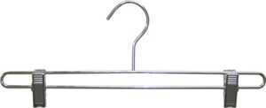 the great american hanger company chrome bottom hanger w/adjustable cushion clips, box of 50, 14 inch strong metal pants hangers for slacks or skirts