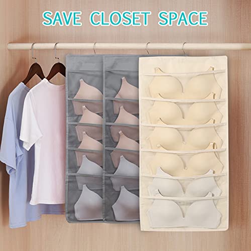 Yllshengyu Bra Organizer Hanging Double Sided With Metal Hanger Mesh Pockets for Storage Bag for Bra Socks Underwear Underpants