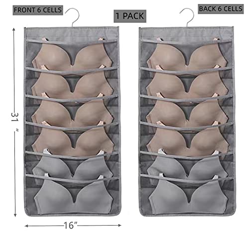 Yllshengyu Bra Organizer Hanging Double Sided With Metal Hanger Mesh Pockets for Storage Bag for Bra Socks Underwear Underpants