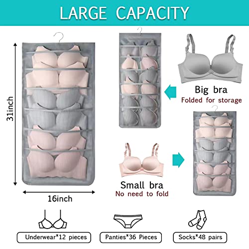 Yllshengyu Bra Organizer Hanging Double Sided With Metal Hanger Mesh Pockets for Storage Bag for Bra Socks Underwear Underpants