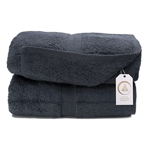 Zenith Luxury Bath Sheets Towels for Adults - Extra Large 40X70 Inch, 600 GSM, Oversized Bath Towel, Bath Sheets, XL Towel 100% Cotton. (2 Pieces of Bath Sheet, Black)