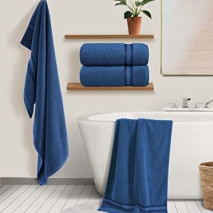 LANE LINEN Bath Sheets - 100% Cotton Extra Large Bath Towels, 4 Piece Bath Sheet Set, Zero Twist, Quick Dry, Soft Shower Towels, Absorbent Bathroom Towels, Hotel Spa Quality, 35 x 66 inch - Navy