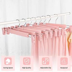 Lamitocs Skirt Hangers，Pants Hangers with Clips，360 ° Swivel Hooks Space Saving Hangers for Pants, Skirts, Clothes, Jeans (10Pack, Pink)