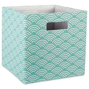 13 x 13 x 13 in. waves square polyester storage cube, aqua