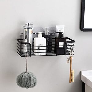 MBR FORCE Shower Caddy 3-Pack Adhesive Bathroom Shower Shelf, Large Capacity Stainless Steel Shower Organizer Shelves with Hooks, No Drilling, Rustproof, Wall Mount for Bathroom, Kitchen Black