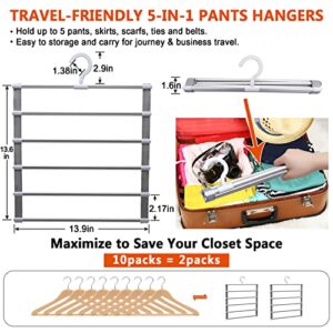 2 Pack Closet-Organizer-Pants-Hangers,Folding Non-Slip-Closet-Organizers-and-Storage,Al Alloy Magic Hangers Space Saving for Travel-Accessories Trousers Scarves Jeans,Home-College-Dorm-Room-Essentials