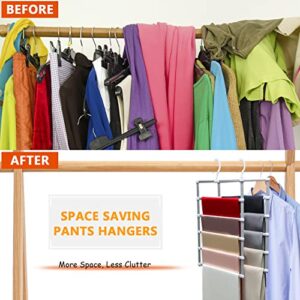 2 Pack Closet-Organizer-Pants-Hangers,Folding Non-Slip-Closet-Organizers-and-Storage,Al Alloy Magic Hangers Space Saving for Travel-Accessories Trousers Scarves Jeans,Home-College-Dorm-Room-Essentials