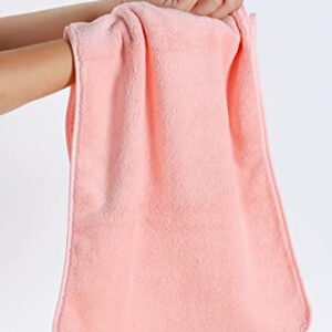 Salon and homeuse Soft Towel Coral Velvet(12-Pack, 14x29 inches) Quick-Dry Soft and Super Absorbent Microfiber Polyester Gym Hand Towel (Pink, Coral Velvet)