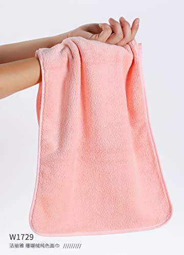 Salon and homeuse Soft Towel Coral Velvet(12-Pack, 14x29 inches) Quick-Dry Soft and Super Absorbent Microfiber Polyester Gym Hand Towel (Pink, Coral Velvet)