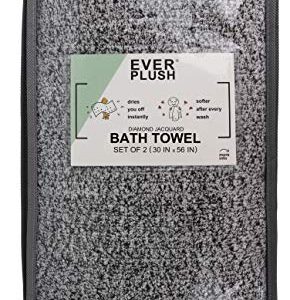 Everplush Diamond Jacquard Bath Towel Set, 2 Pack, Gray