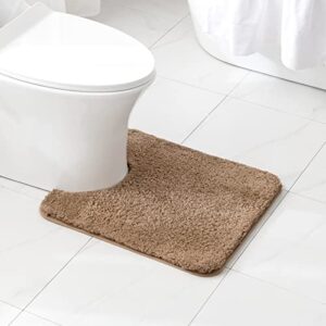 MIULEE Set of 2 Beige Non Slip Shaggy Bathroom Rugs and U-Shaped Contour Toilet Bath Mat or Tub Shower Machine Washable