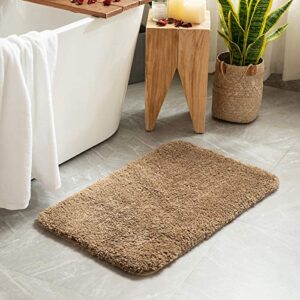 MIULEE Set of 2 Beige Non Slip Shaggy Bathroom Rugs and U-Shaped Contour Toilet Bath Mat or Tub Shower Machine Washable