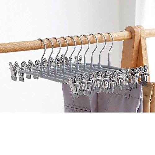 Coat Hangers Chrome Hanger Pant Hangers Metal Pants Hangers Skirt Hangers with Non-Slip Adjustable Clips,Slacks Hangers Trouser Clip Hangers(10 Pack)-Blue 31x12cm(12x5inch) (Color : Pink) (Color : Gr