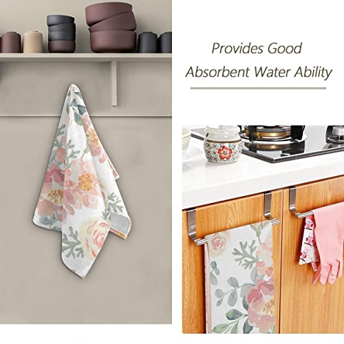 Pink Rose Hand Towels Flowers Towel Set of 2 Summer Fall 28×14 inchs Small Bath Towels Soft Guest Face Towel Bathroom Decorations Thin Kitchen Tea Dish Towels