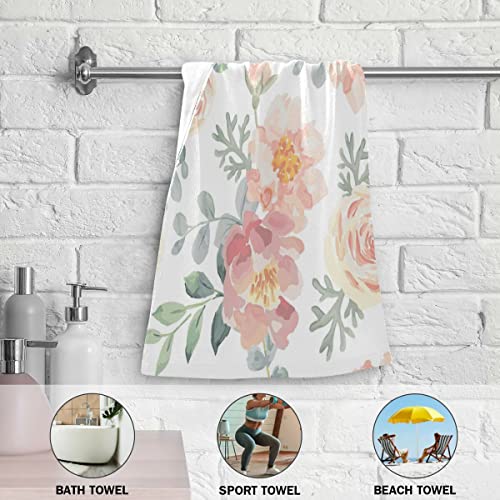 Pink Rose Hand Towels Flowers Towel Set of 2 Summer Fall 28×14 inchs Small Bath Towels Soft Guest Face Towel Bathroom Decorations Thin Kitchen Tea Dish Towels