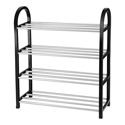 Fdit Shoe Rack Organizer Storage Bench Plastic & Aluminum Metal Standing Shoe Rack DIY Shoes Storage Shelf Home Organizer Organize Your Closet Cabinet Entryway No Tools Required(501958CM)