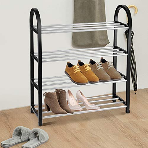 Fdit Shoe Rack Organizer Storage Bench Plastic & Aluminum Metal Standing Shoe Rack DIY Shoes Storage Shelf Home Organizer Organize Your Closet Cabinet Entryway No Tools Required(501958CM)