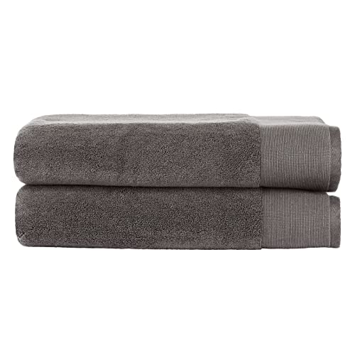 Nate Home by Nate Berkus 100% Cotton Terry 2-Piece Extra Large Bath Sheet Towel Set | 608 GSM, Ultra Soft, Thick Absorbent Towels for Bathroom from mDesign - Set of 2, Charcoal (Dark Gray)