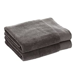 Nate Home by Nate Berkus 100% Cotton Terry 2-Piece Extra Large Bath Sheet Towel Set | 608 GSM, Ultra Soft, Thick Absorbent Towels for Bathroom from mDesign - Set of 2, Charcoal (Dark Gray)