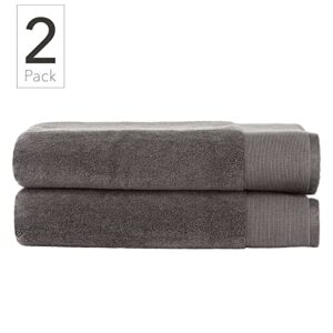 Nate Home by Nate Berkus 100% Cotton Terry 2-Piece Extra Large Bath Sheet Towel Set | 608 GSM, Ultra Soft, Thick Absorbent Towels for Bathroom from mDesign - Set of 2, Charcoal (Dark Gray)