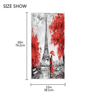 QUGRL Fall Paris View Hand Towels Soft Quality Premium Washcloths Valentines Eiffel Tower Kitchen Dish Towels Bathroom Decor for Guest Hotel Spa Gym Sport 30 x 15 inches