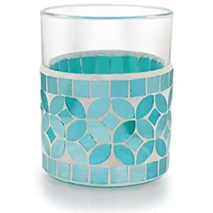 LushAccents Bathroom Accessories Set, 5-Piece Decorative Glass Bathroom Accessories Set, Soap Dispenser, Vanity Tray, Jar, Toothbrush Holder, Tumbler, Elegant Turquoise Mosaic Glass