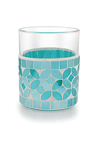 LushAccents Bathroom Accessories Set, 5-Piece Decorative Glass Bathroom Accessories Set, Soap Dispenser, Vanity Tray, Jar, Toothbrush Holder, Tumbler, Elegant Turquoise Mosaic Glass