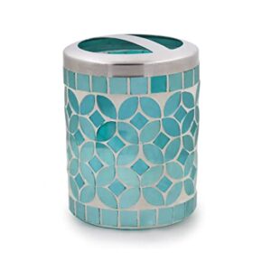 LushAccents Bathroom Accessories Set, 5-Piece Decorative Glass Bathroom Accessories Set, Soap Dispenser, Vanity Tray, Jar, Toothbrush Holder, Tumbler, Elegant Turquoise Mosaic Glass