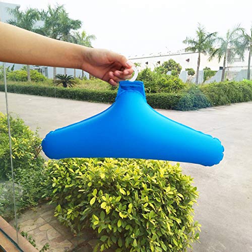 Meideli 5Pcs Inflatable Clothing Hanger, Foldable Clothes Hanger Rack Non Slip Portable Coat Holder for Travel/Outdoor/Camping, Rounded Edges 17.72 * 8.66 * 4.72 inch Blue