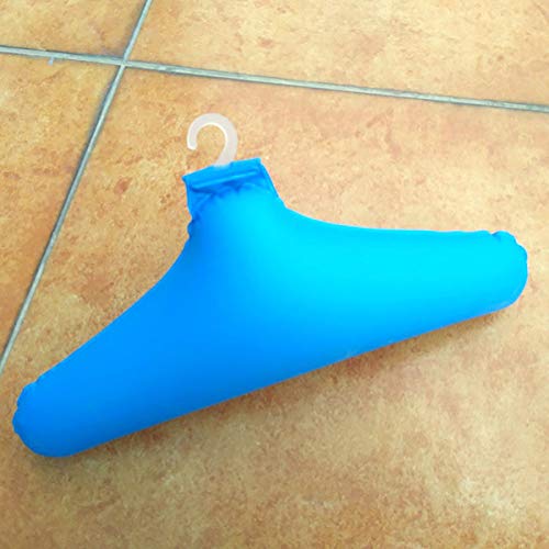 Meideli 5Pcs Inflatable Clothing Hanger, Foldable Clothes Hanger Rack Non Slip Portable Coat Holder for Travel/Outdoor/Camping, Rounded Edges 17.72 * 8.66 * 4.72 inch Blue