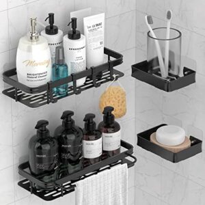 shower caddy, 4 pack shower organizer large capacity shower shelves, upgrade adhesive shower shelf, premium aluminum rustproof shower rack bathroom storage for inside shower