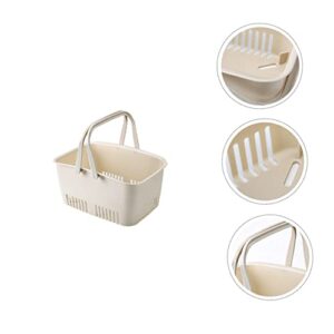 Levemolo Holder Container Tote Caddy Shower Storage Organizer Bathroom Serving Hollow Bath Plastic Food Handle with Sundries Household Toiletries Bathing Tray Basket Handheld Beige Fruit