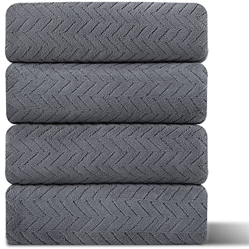 4 Pack Large Bath Towels Set 35"x70" Grey Oversized Bath Sheet Chair Towels, 600 GSM Ultra Soft & Absorbent Towels for Bathroom, Quick Dry Towel for Gym Hotel Camp Pool