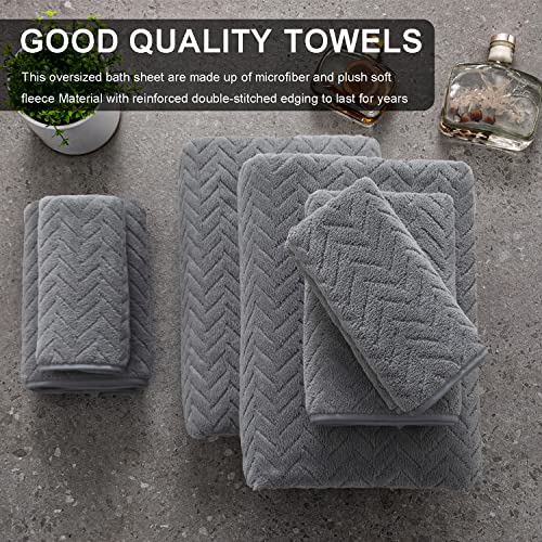 4 Pack Large Bath Towels Set 35"x70" Grey Oversized Bath Sheet Chair Towels, 600 GSM Ultra Soft & Absorbent Towels for Bathroom, Quick Dry Towel for Gym Hotel Camp Pool