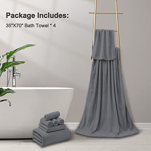 4 Pack Large Bath Towels Set 35"x70" Grey Oversized Bath Sheet Chair Towels, 600 GSM Ultra Soft & Absorbent Towels for Bathroom, Quick Dry Towel for Gym Hotel Camp Pool