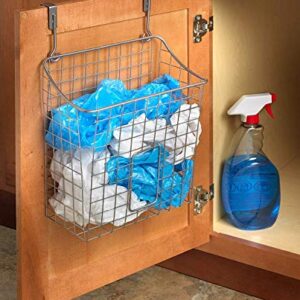 Spectrum Diversified Grid Trash Bin Plastic Holder for Kitchen Storage & Organization, Under Sink Organizer for Recycling Grocery Bags, Extra Large, Satin Nickel PC