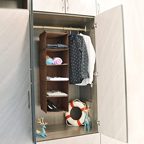 DonYeco 5-Shelf Hanging Storage Closet Organizer, Oxford Rv Storage and Organization for Wardrobe, Inside, Camper Accessories, Nursery, Baby Room