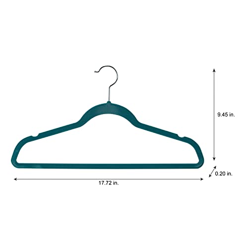 Laura Ashley 25 Pack Slim Velvet Hangers| Durable | Strong Plastic | Slim | Keeps Shape | Closet Organization | Dusty Blue | Holds 10lbs | Holds Shape