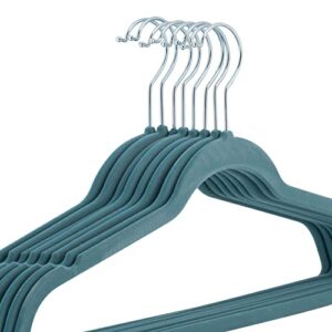 Laura Ashley 25 Pack Slim Velvet Hangers| Durable | Strong Plastic | Slim | Keeps Shape | Closet Organization | Dusty Blue | Holds 10lbs | Holds Shape